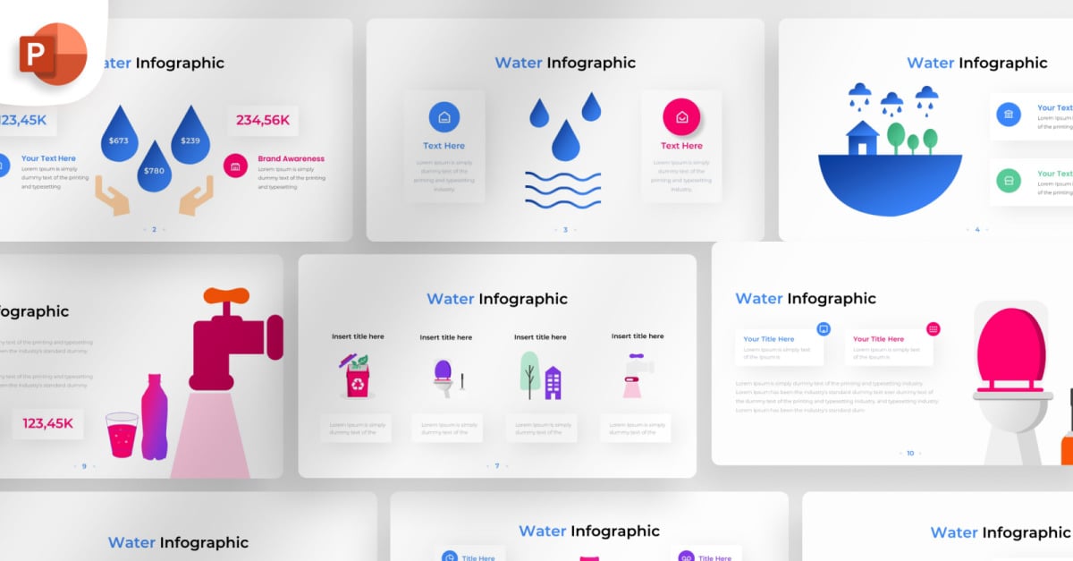 Modèle d'infographie PowerPoint sur l'eau