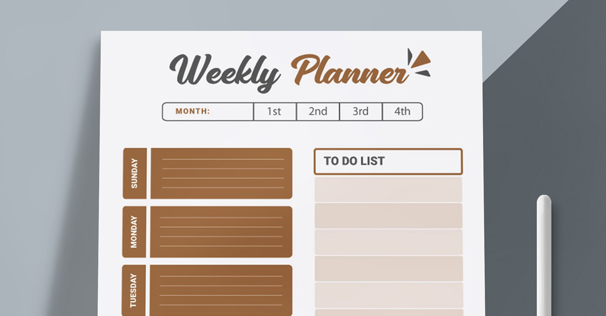 Modern Weekly Planner Template #374485 - TemplateMonster