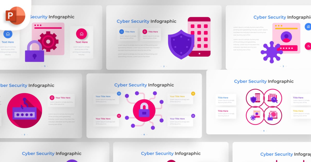 PowerPoint-Infografik-Vorlage für Cybersicherheit