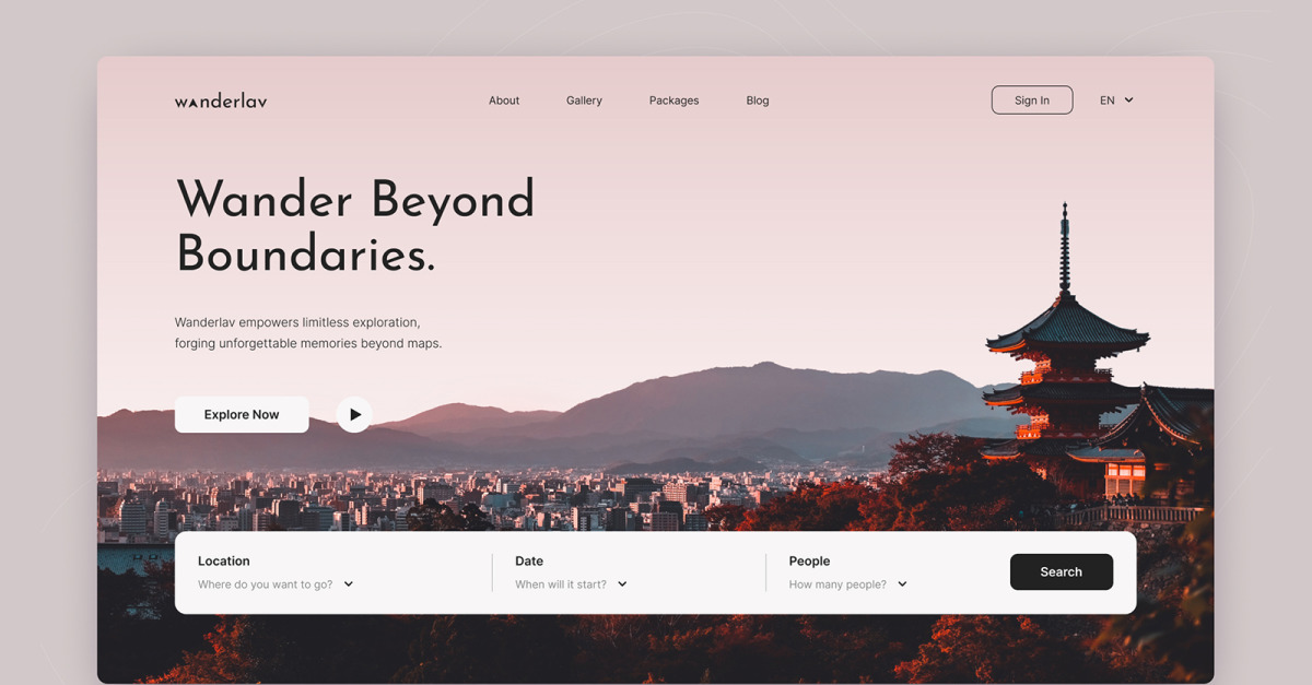 Wanderlav - Travel Agency Hero Section Figma Template