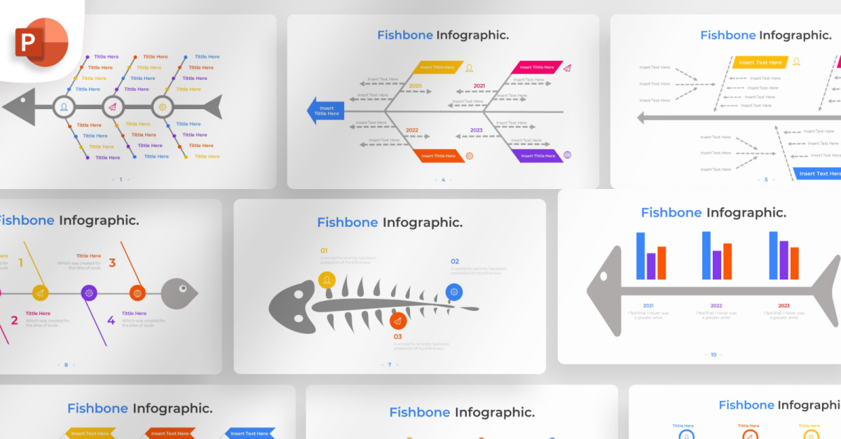 Fishbone PowerPoint Infographic Template - TemplateMonster