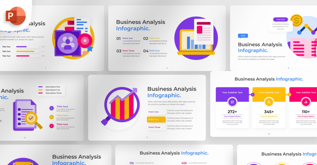 Modèle d'infographie PowerPoint d'analyse commerciale