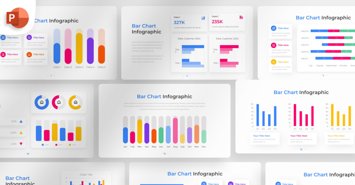 Modèle d'infographie PowerPoint de graphique à barres