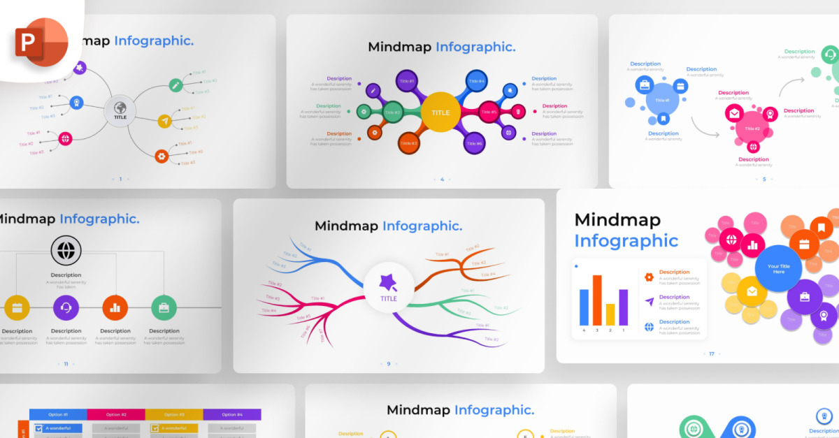 Modelo de infográfico do PowerPoint de mapa mental