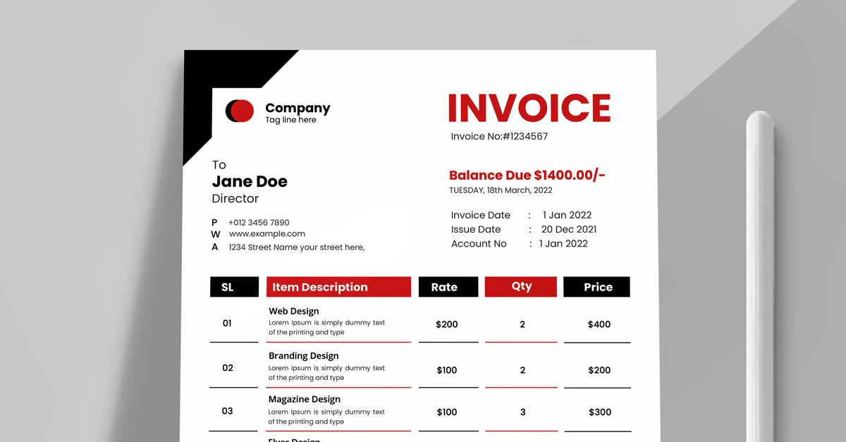 Invoice Design Templates Layout #374674 - TemplateMonster