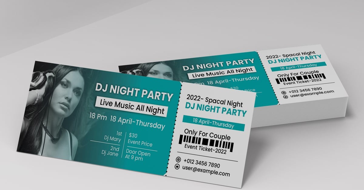 Party Even ticket Template Layout #374664 - TemplateMonster