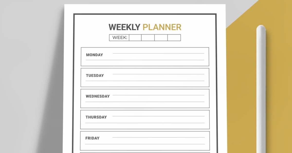 Printable Weekly Planner template layout - TemplateMonster