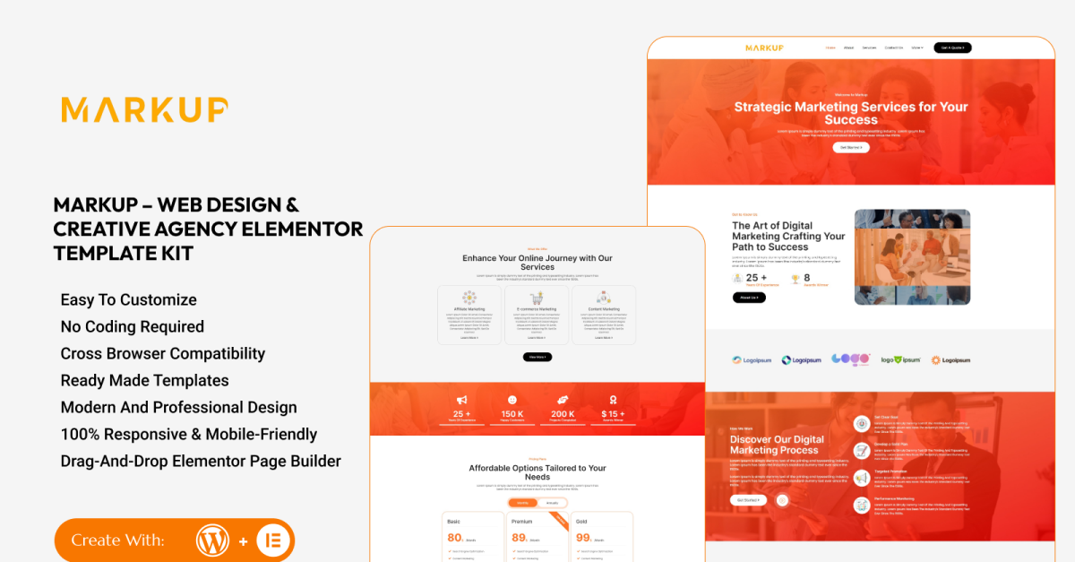 Markup – Kit modello Elementor per agenzia creativa e di web design