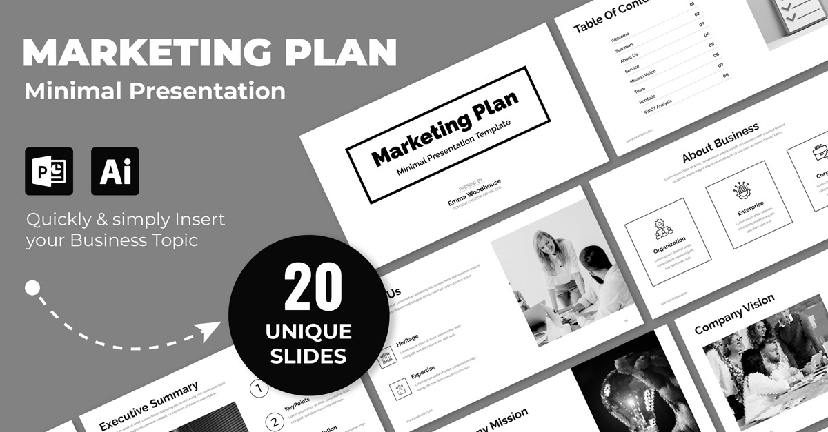 Pazarlama Planı Sunumu PowerPoint Tasarımı - TemplateMonster