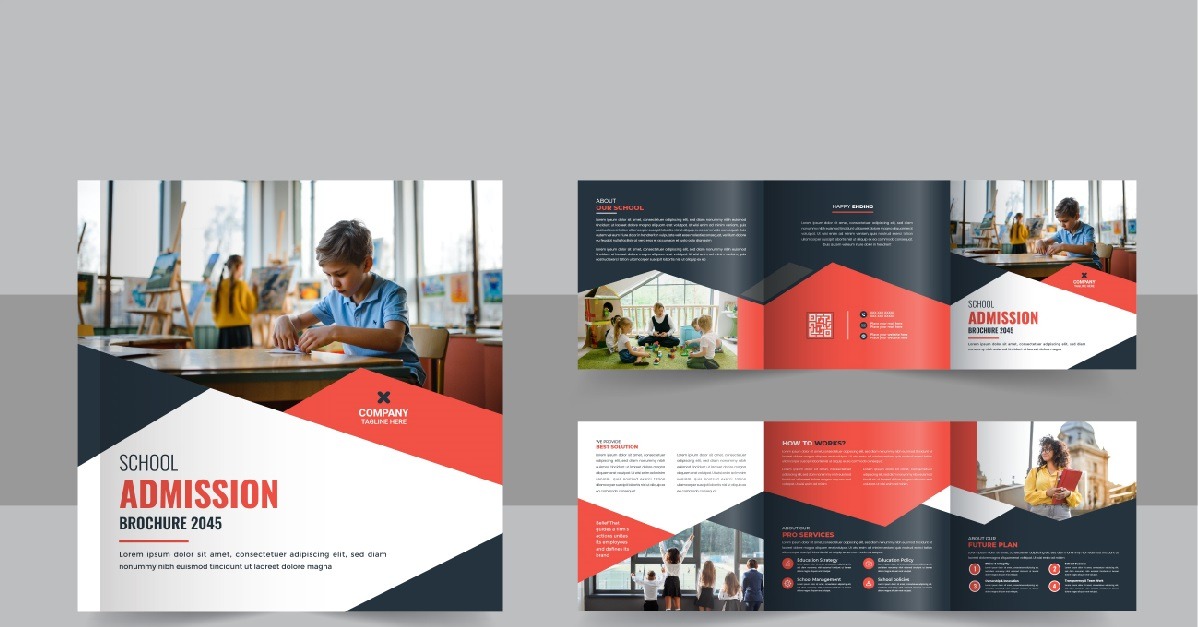 Back to school square trifold brochure design template layout or ...
