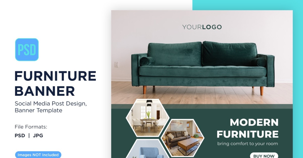 I mobili moderni portano comfort nella tua stanza. Design con banner