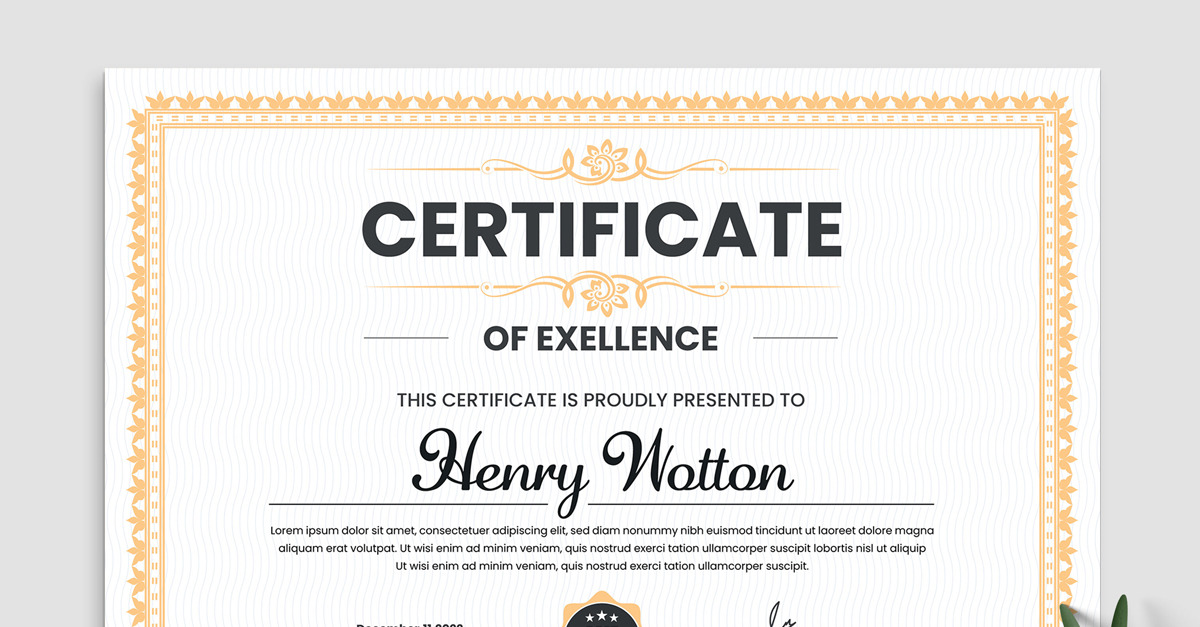 Modern Certificates of Excellence Layout - TemplateMonster