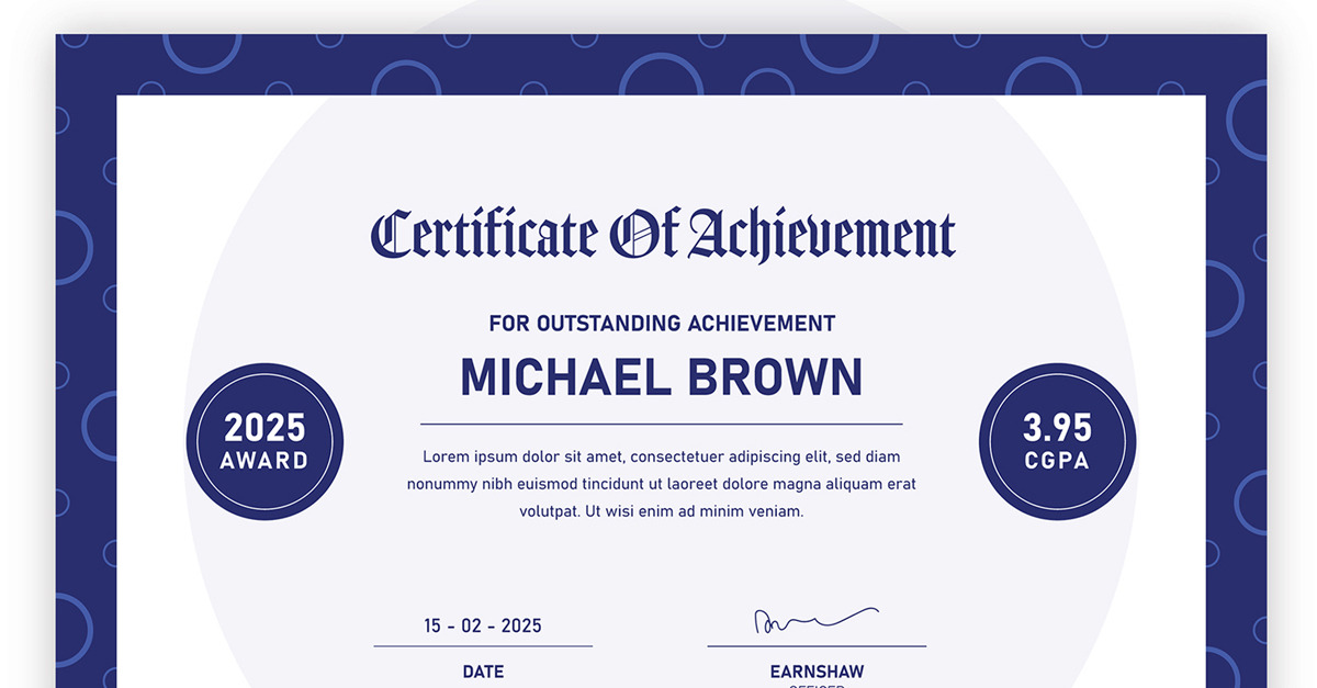 Certificate of Achievements Template layout - TemplateMonster
