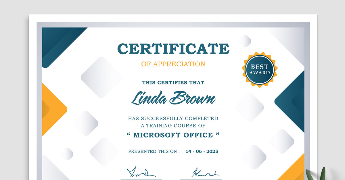 Color Certificate Layout #376343 - TemplateMonster