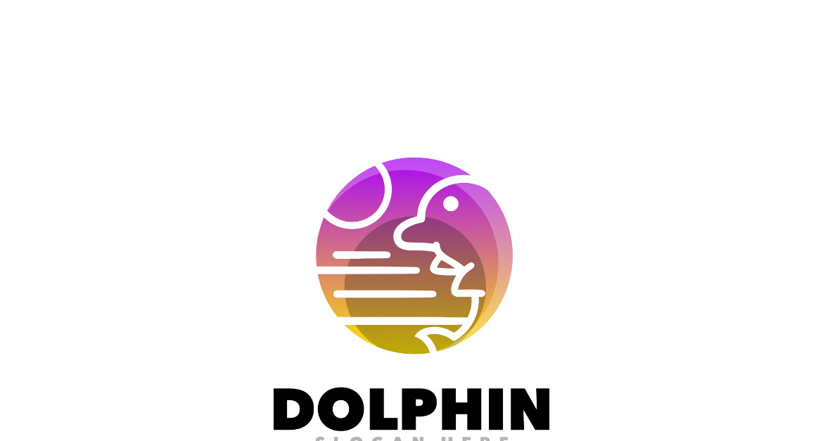 Logo-Design mit Delphin-Kreislinie und Farbverlauf