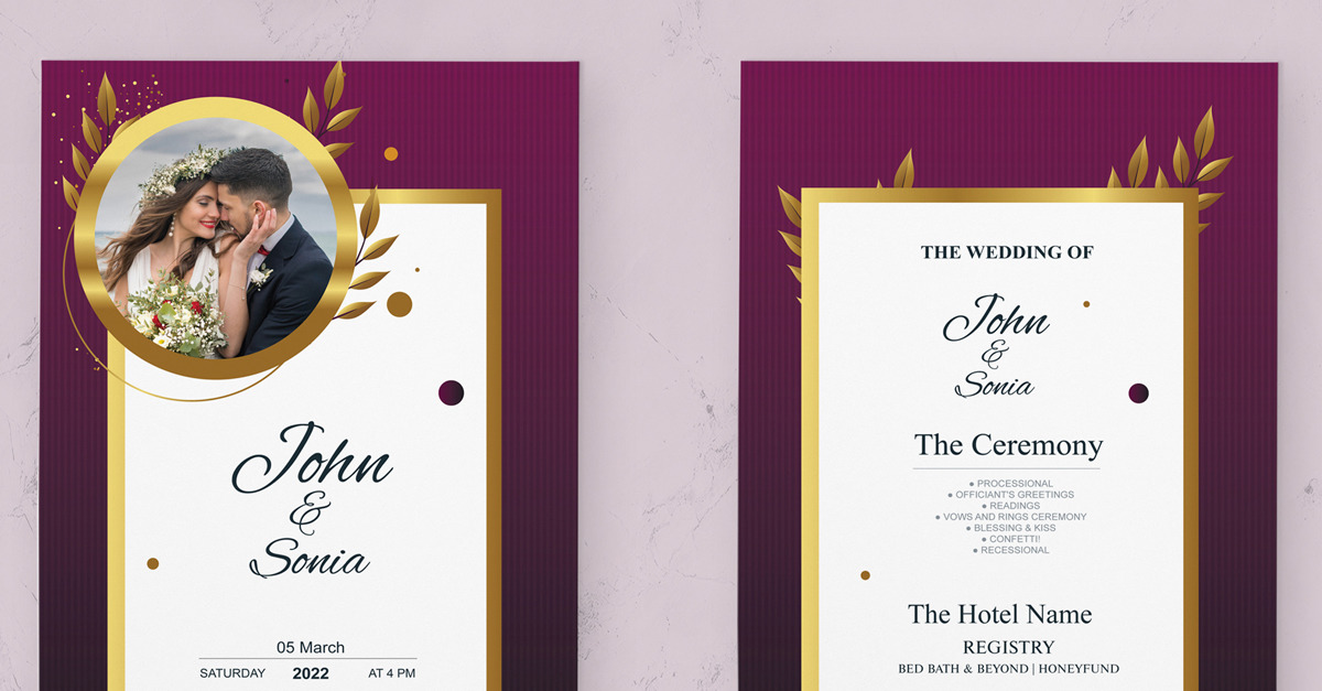 Wedding Ceremony Invitation Card Design - TemplateMonster