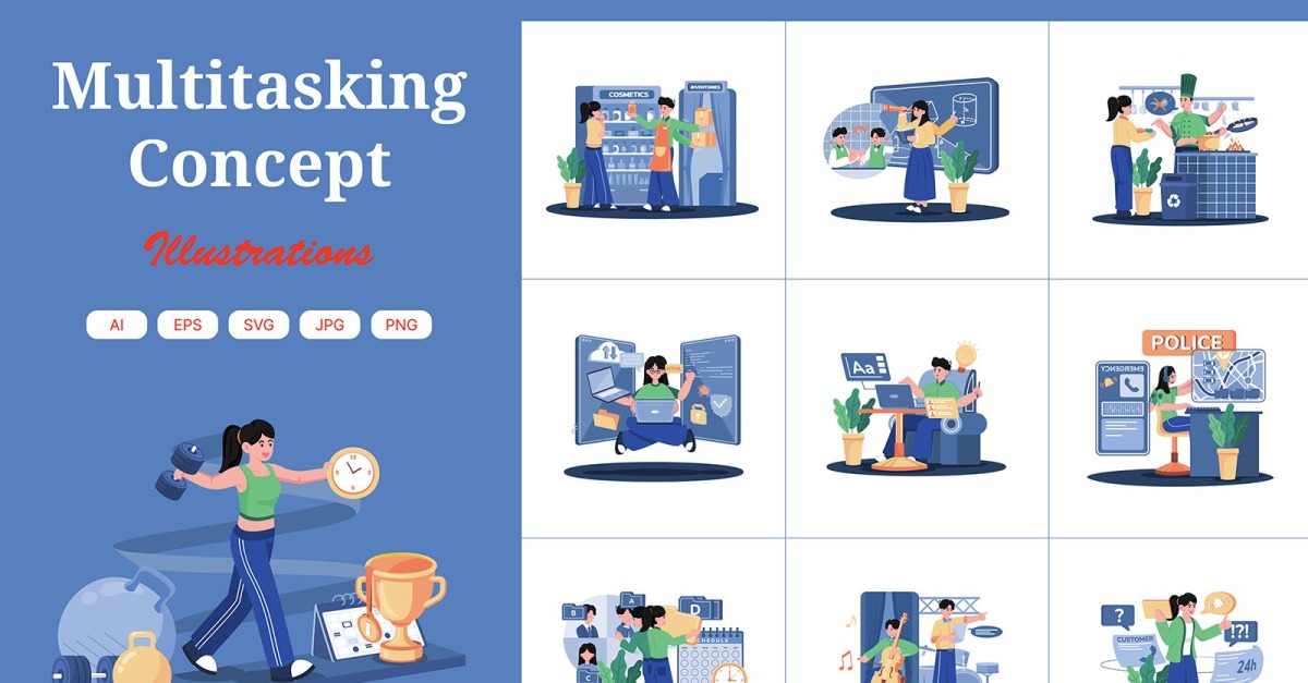 M731_Multitasking-Konzept-Illustrationspaket