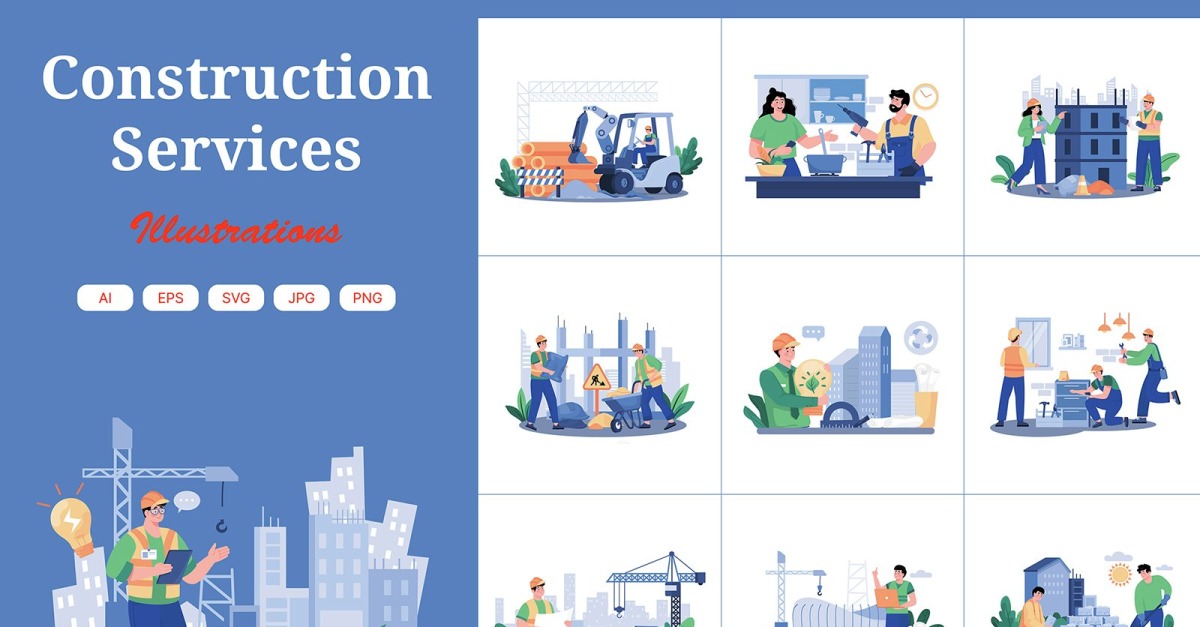 M735_Pack d'illustrations des services de construction