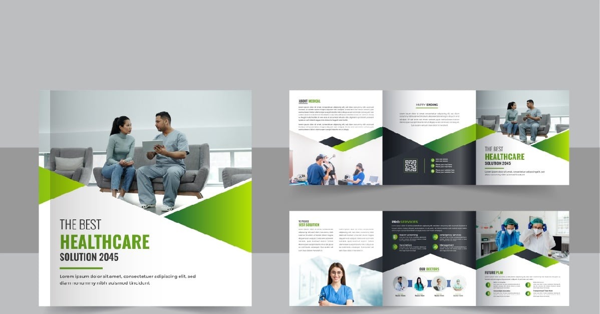Healthcare or medical square trifold brochure design or medical service ...
