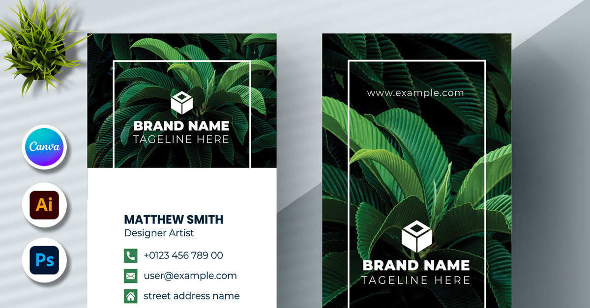 Botanical Business Card Template #376918 - TemplateMonster