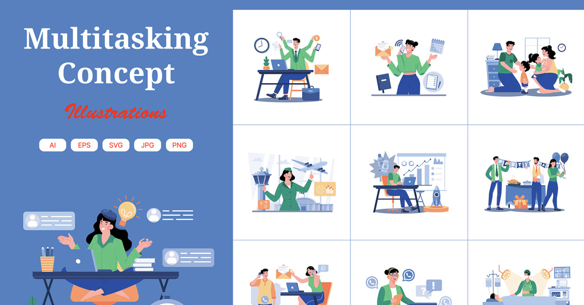M729_ Multitasking Concept Illustration Pack 1