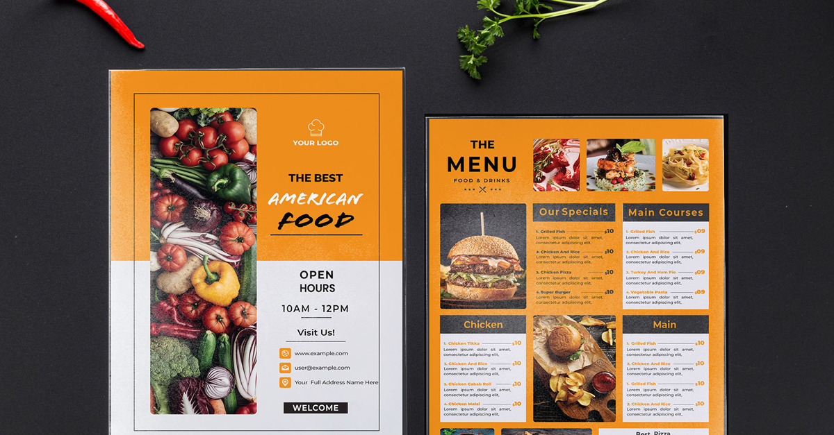 Yellow Food Menu Template Layout #376917 - TemplateMonster