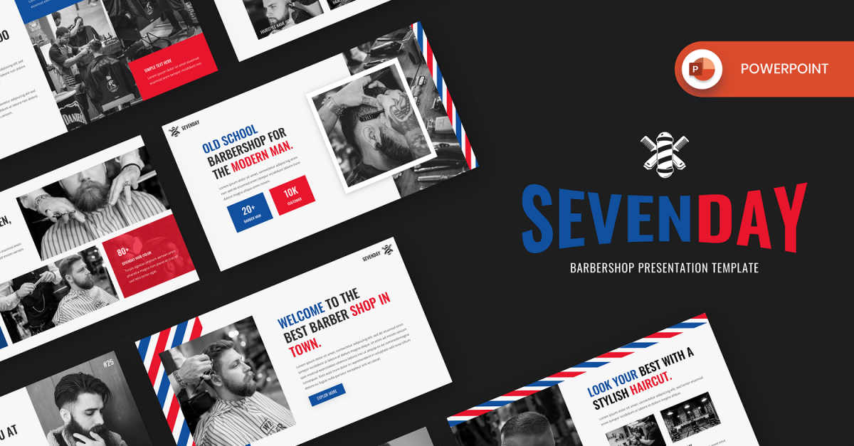 Sevenday - Modello PowerPoint da barbiere - TemplateMonster