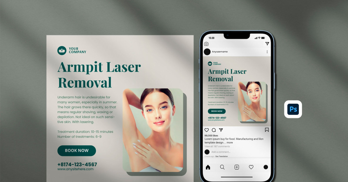 Minimalist Laser Hair Removal Instagram Post
