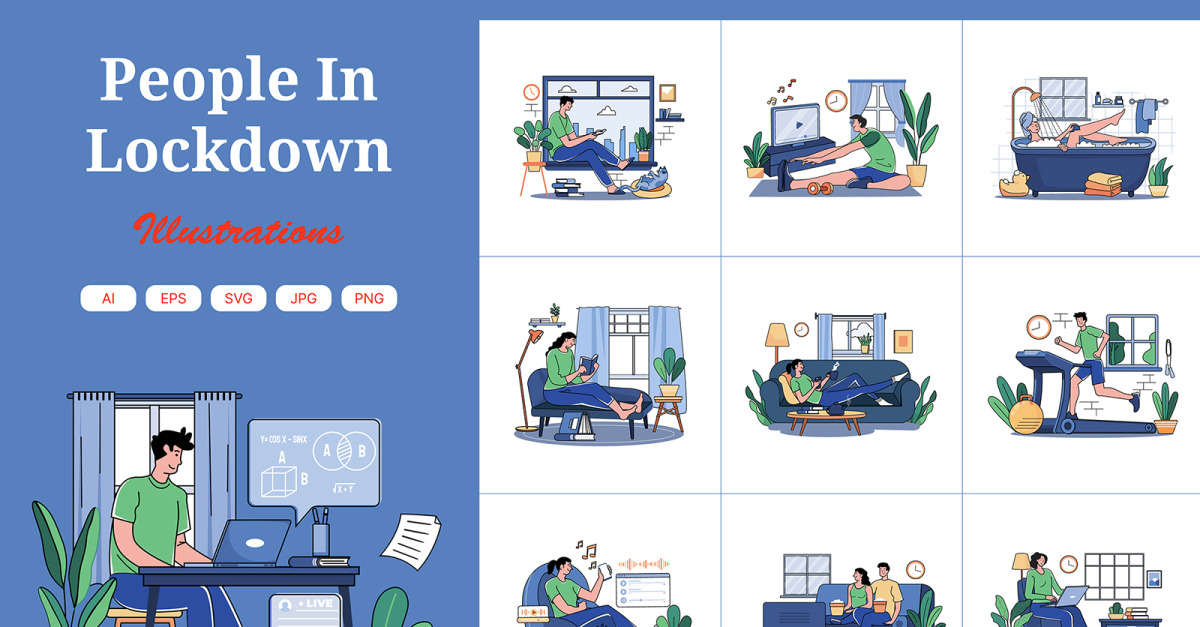 M658_People In Lockdown Illustration Pack - TemplateMonster