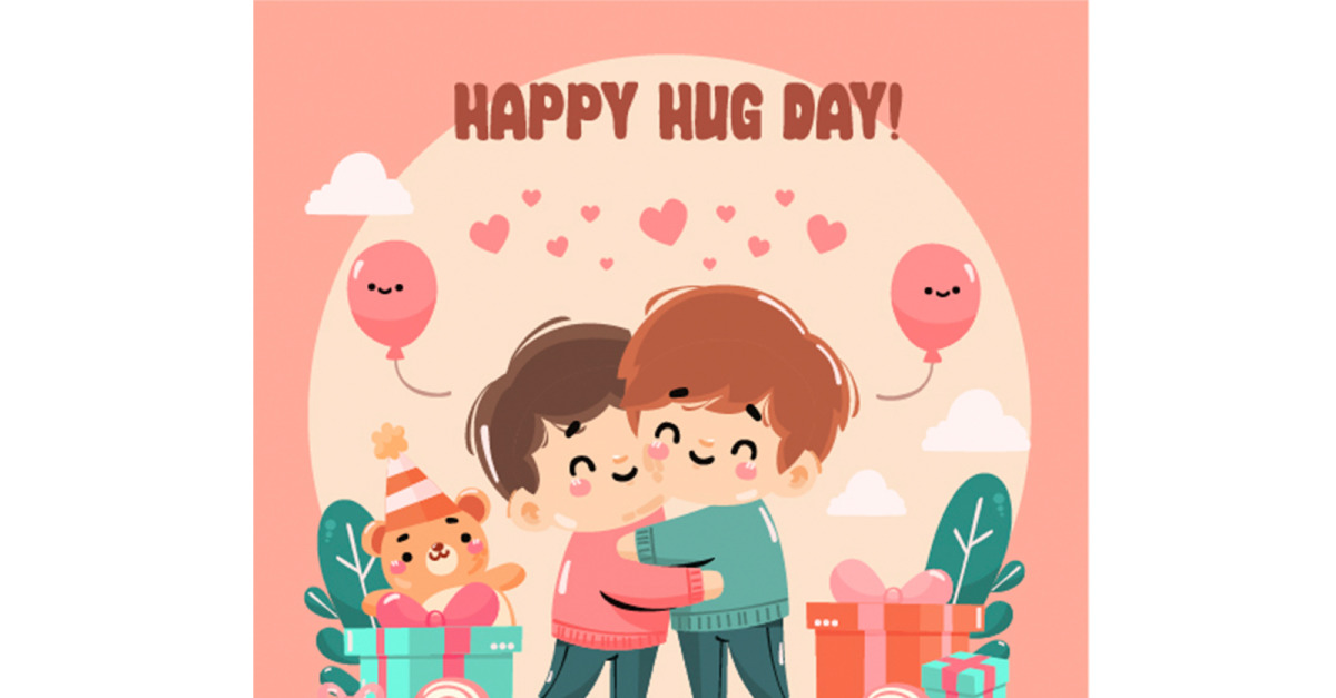 Flat Illustration for Hug Day Celebration - TemplateMonster