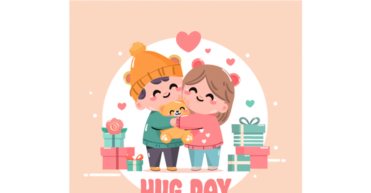 Hand Drawn Hug Day Illustration #377494 - TemplateMonster