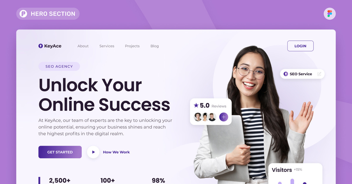 KeyAce - SEO Agency Hero Section Figma Template