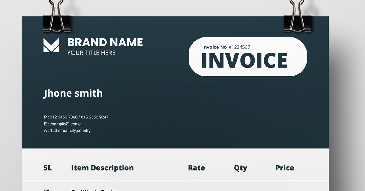 Simple Invoice Layout Template #377820 - TemplateMonster