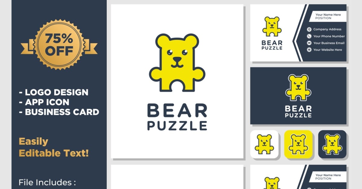 Bulmaca Ayı Hayvan Eğlenceli Yaratıcı Logo - TemplateMonster