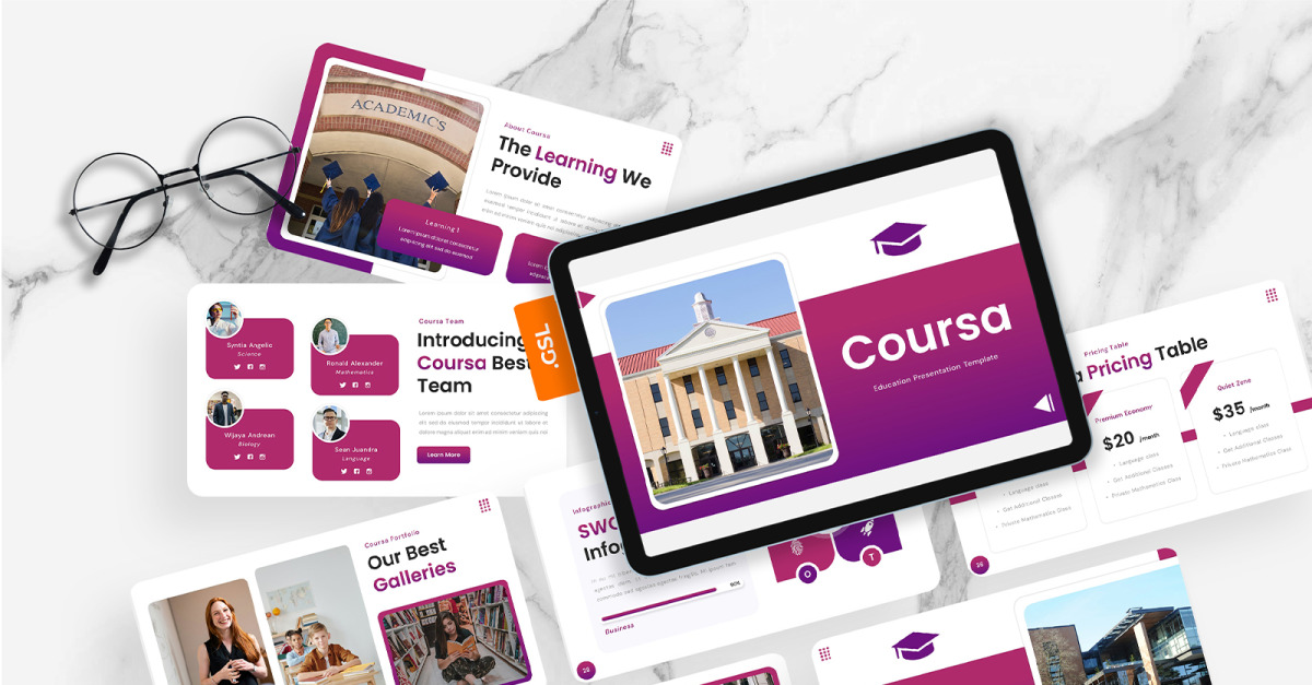 Coursa - Education Google Slides Template - TemplateMonster
