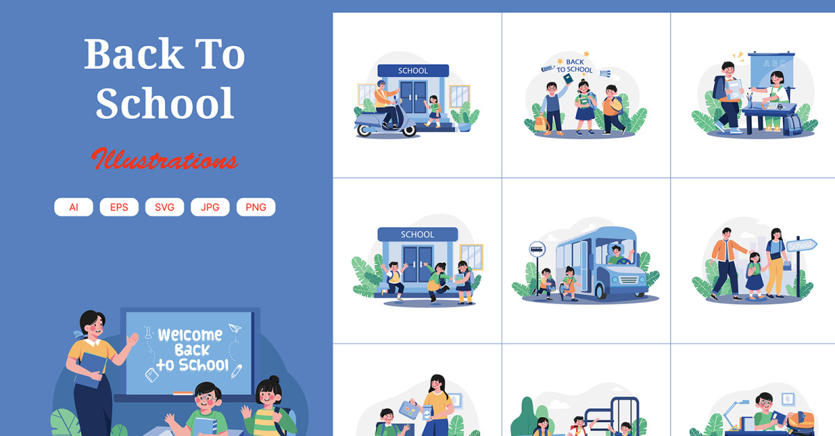 M603_Back To School Illustration Pack - TemplateMonster