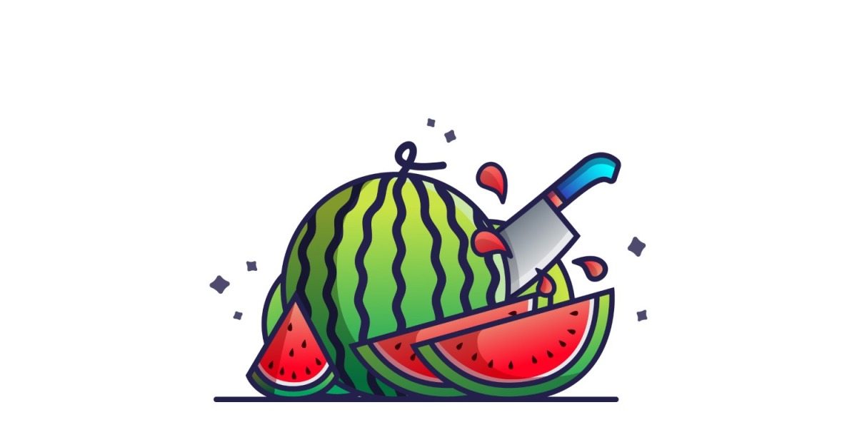 Watermelon And Knife Illustration #378220 - TemplateMonster