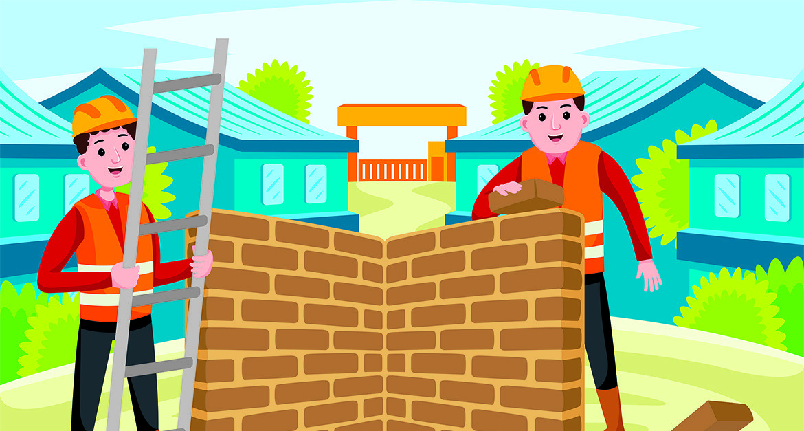 Builders Profession Vector Illustration - TemplateMonster