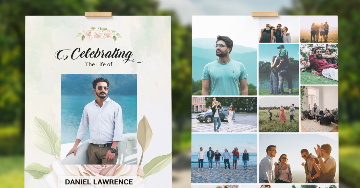 Funeral Welcome Sign Poster Template. Photoshop and Powerpoint