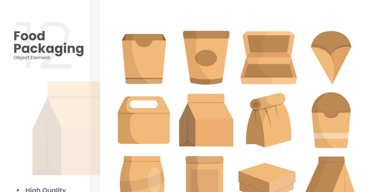 Ensemble de 12 éléments vectoriels d'emballage alimentaire