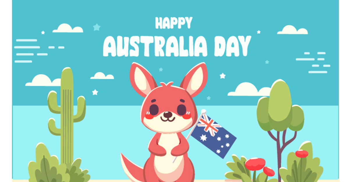 Happy Australia Day with Kangaroo Character Illustration