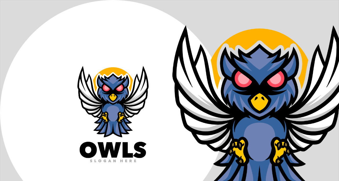 Illustration de logo de conception de mascotte de hibou mignon