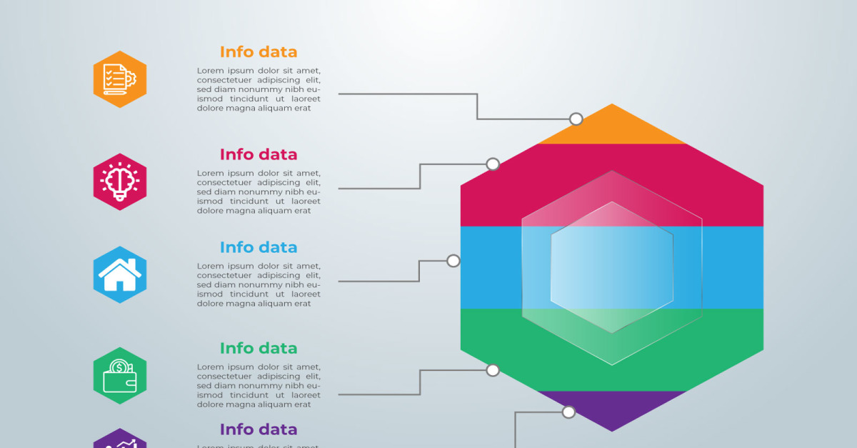 Glossy polygon infographic element template design.