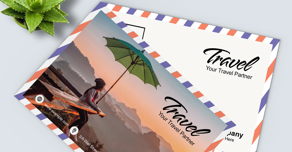 Layout del modello di cartolina di viaggio - TemplateMonster