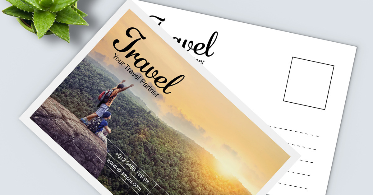 Modèle de conception de carte postale de voyage