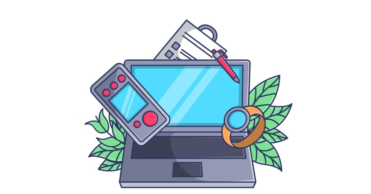 Ordinateur portable avec illustration de console de jeu