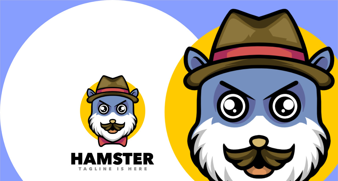 Modèle de logo de conception de mascotte de mafia de hamster mignon