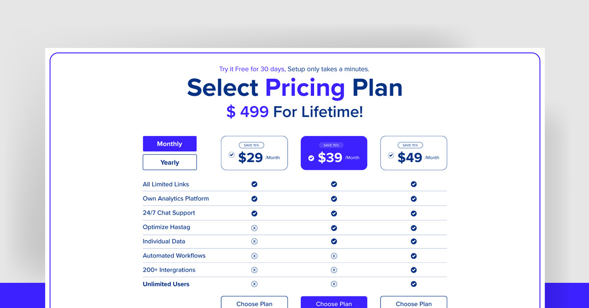 Diseño de plan de precios premium #379529 - TemplateMonster