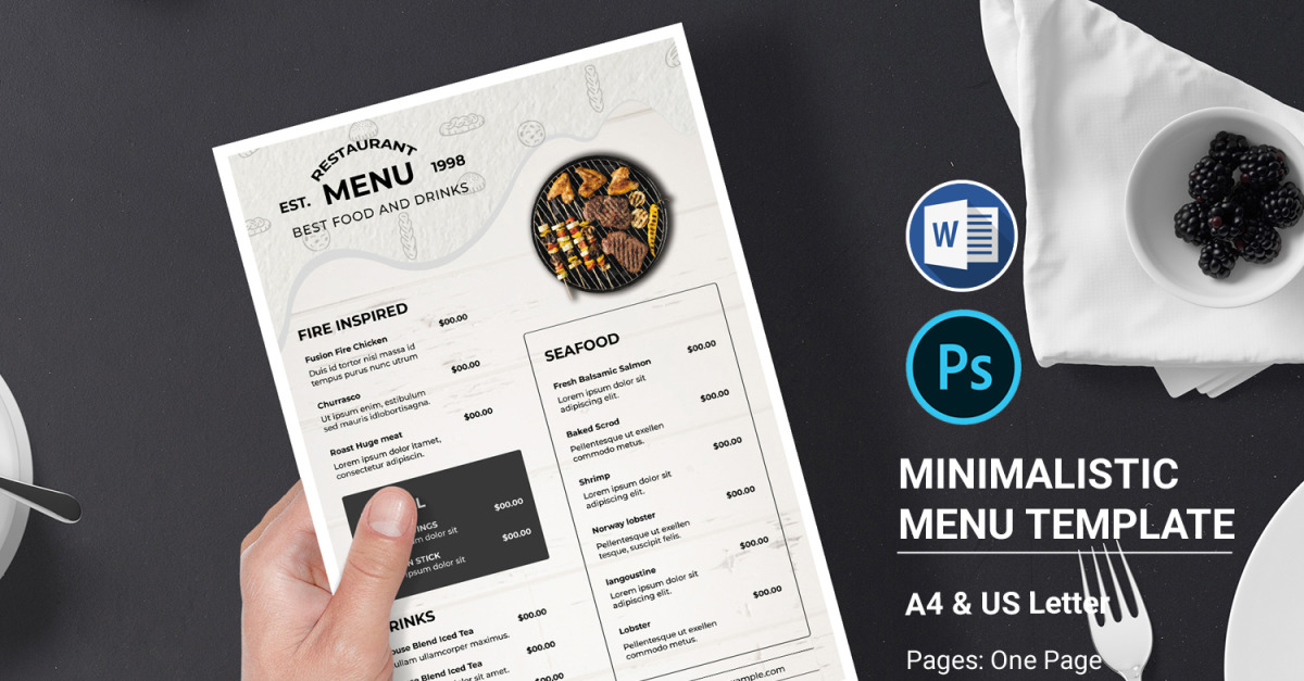 Minimalistic Restaurant Menu Template - TemplateMonster
