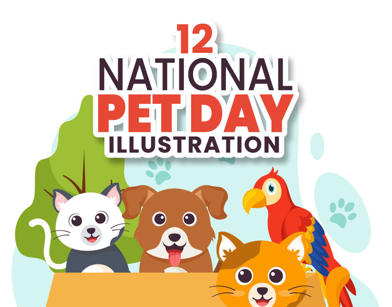 12 Ilustración del Día Nacional de las Mascotas